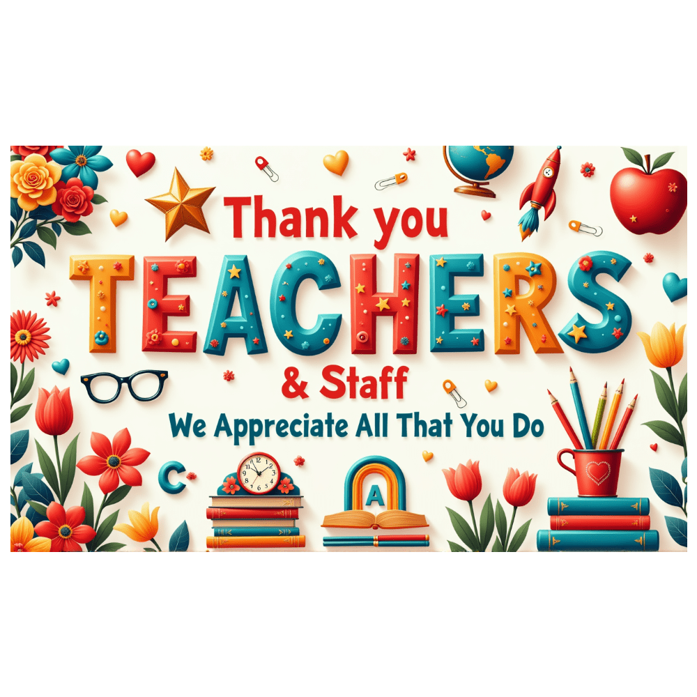 Decorative Design Teacher Appreciation Banner Floral Elements Staff ...