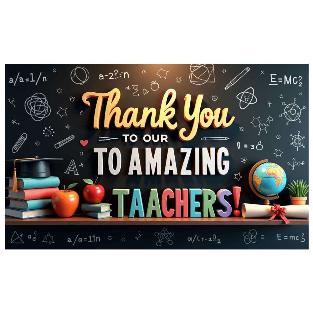 Decorative Design Thank You Banner Colorful Theme Teacher Appreciation ...