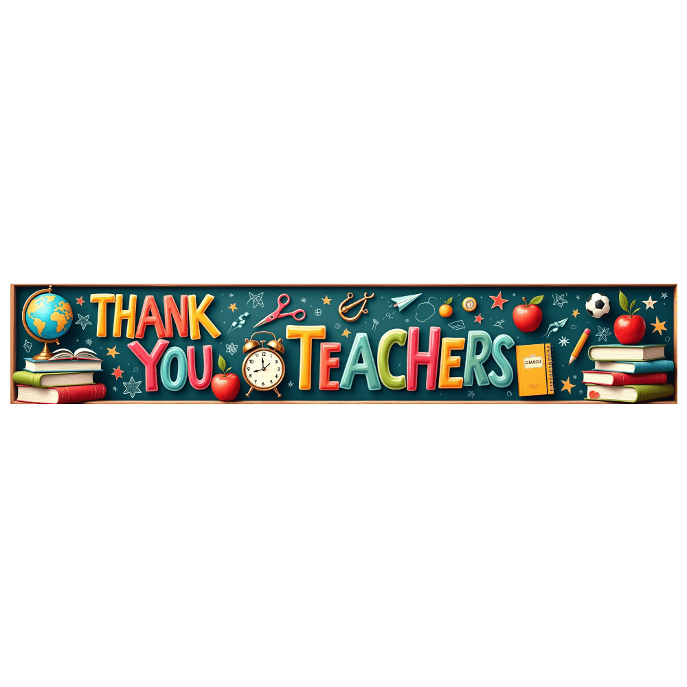 Decorative Design Thank You Teachers Banner Colorful Theme Education ...