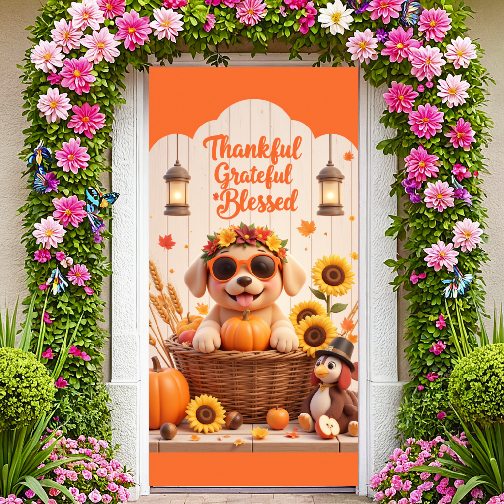 Decorative Design Thankful Banner Seasonal Fall Happy Theme Bright ...