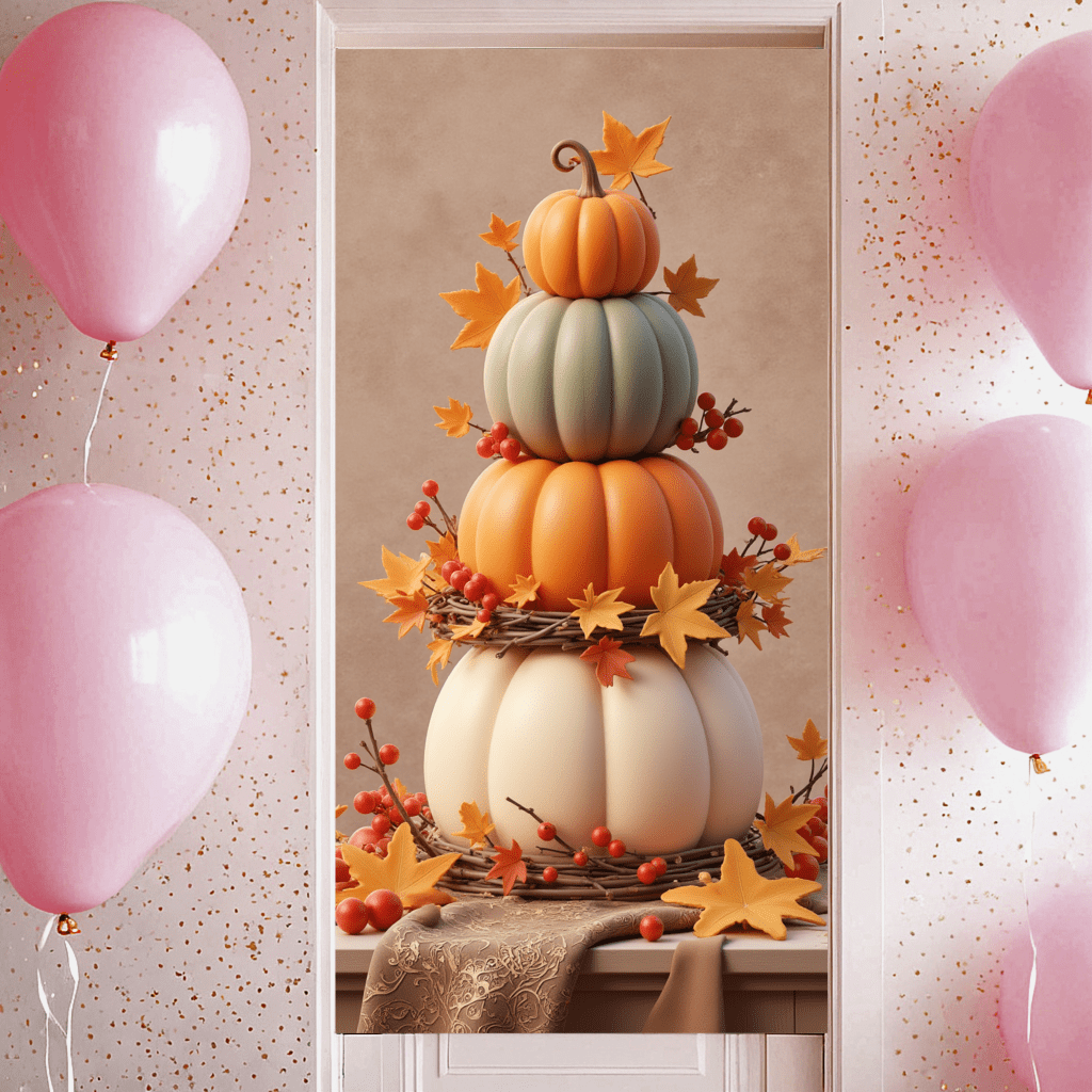 Decorative Design Thanksgiving Banner Autumn Pumpkin Fall Foliage ...