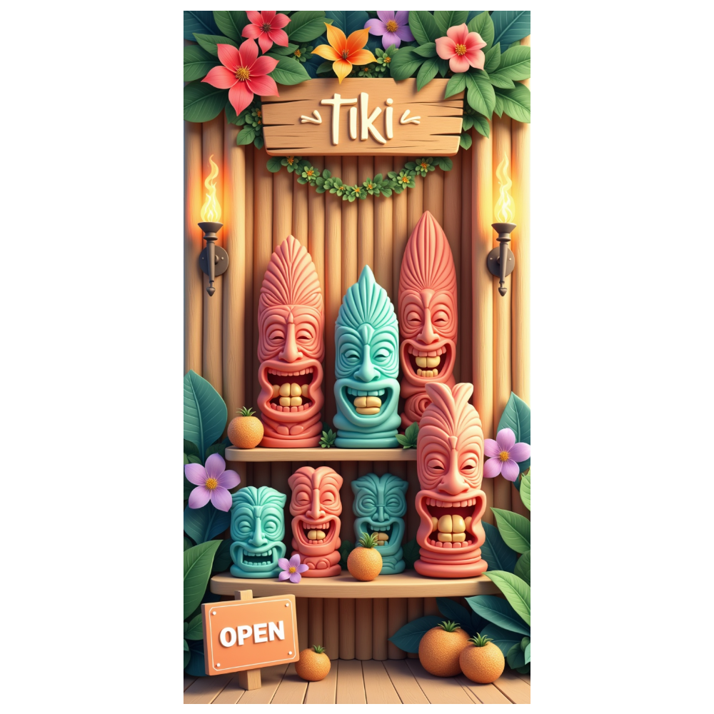 Decorative Design Tiki Party Backdrop Polynesian Theme Banner Colorful ...