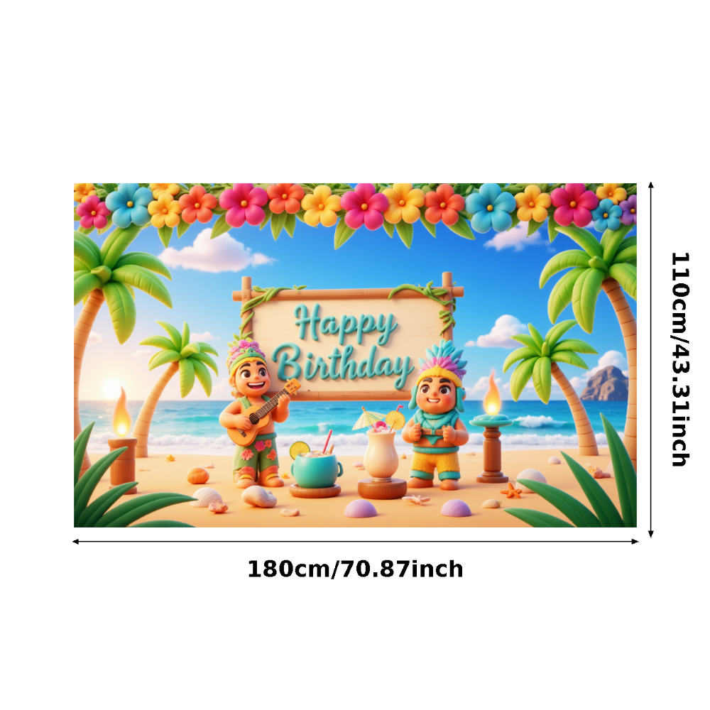 Decorative Design Tropical Birthday Banner Colorful Theme Party ...