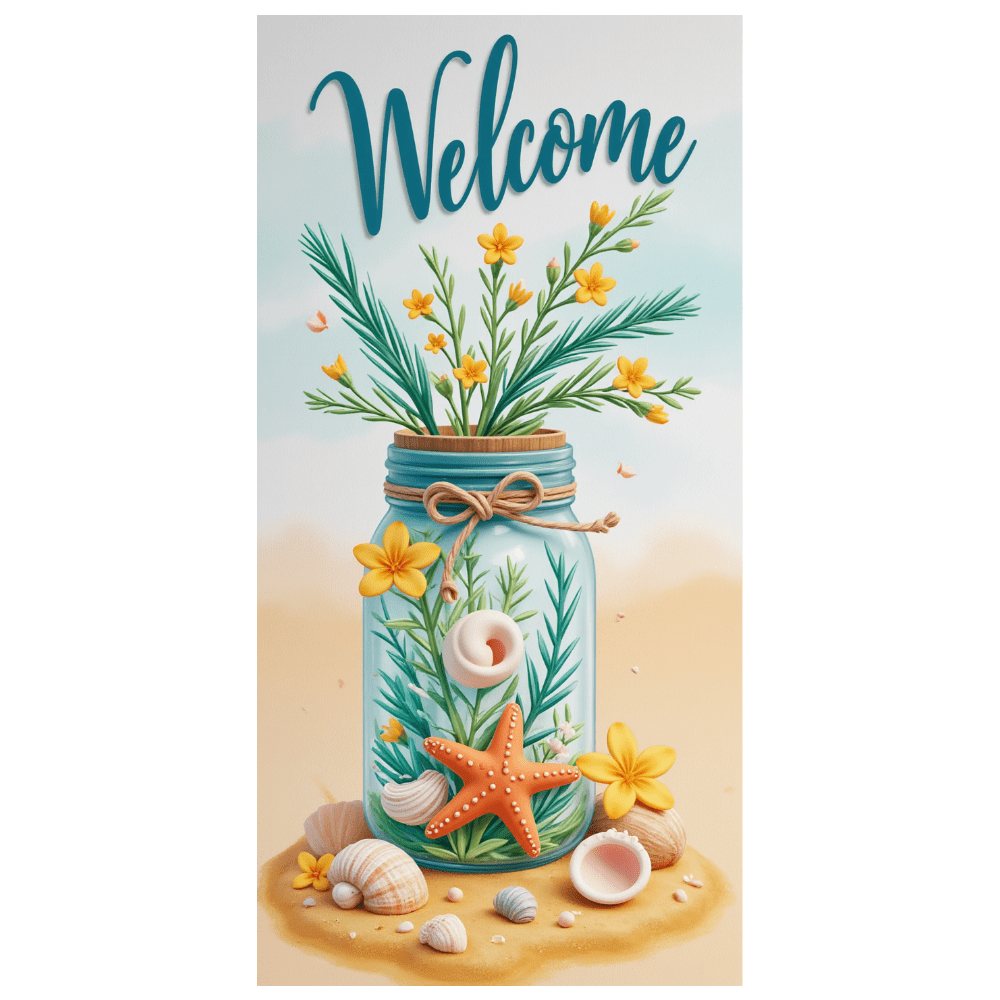 Decorative Design Welcome Banner Beach Theme Ocean Style Starfish Decor ...