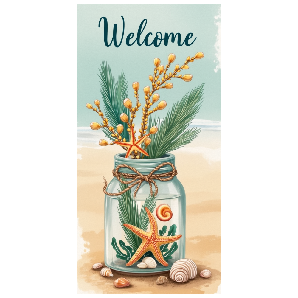 Decorative Design Welcome Banner Beach Theme Ocean Style Starfish Decor ...
