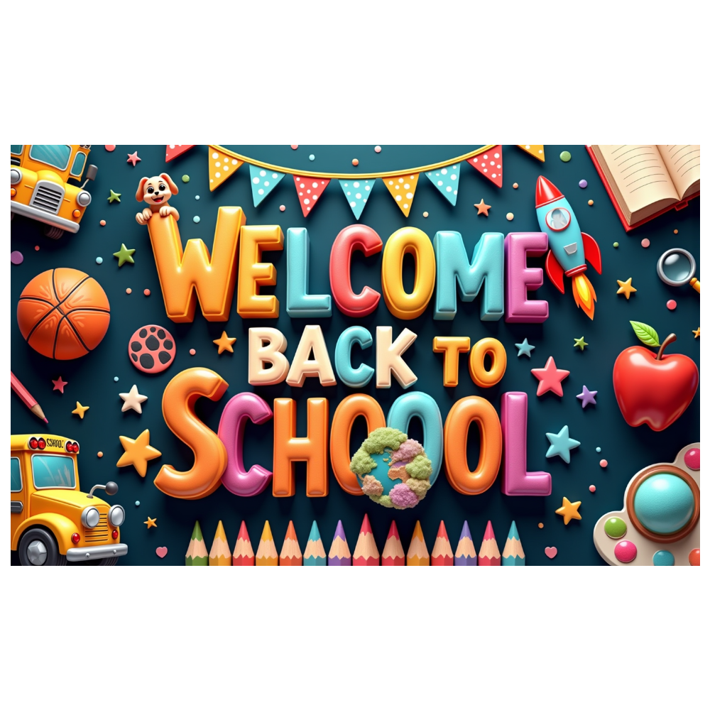 Decorative Design Welcome Banner Colorful Letters Globe Decoration for ...