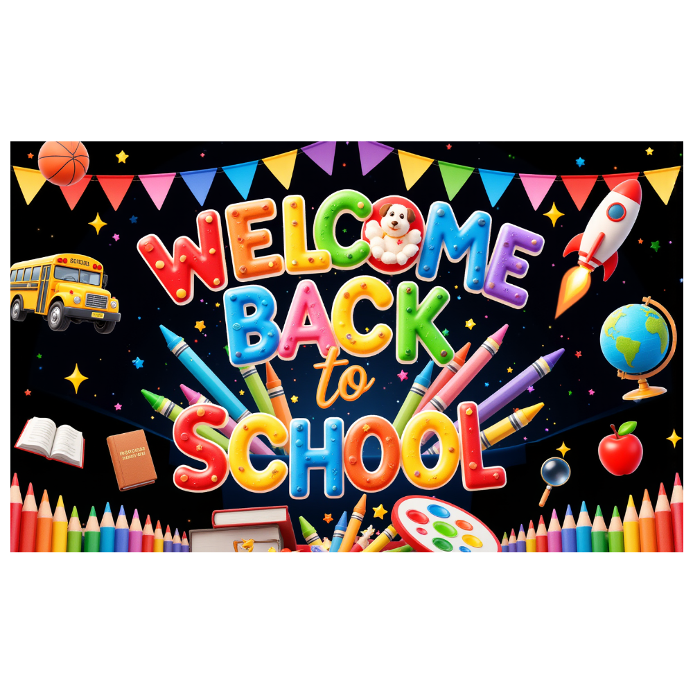 Decorative Design Welcome Banner Colorful Letters Globe Decoration for ...