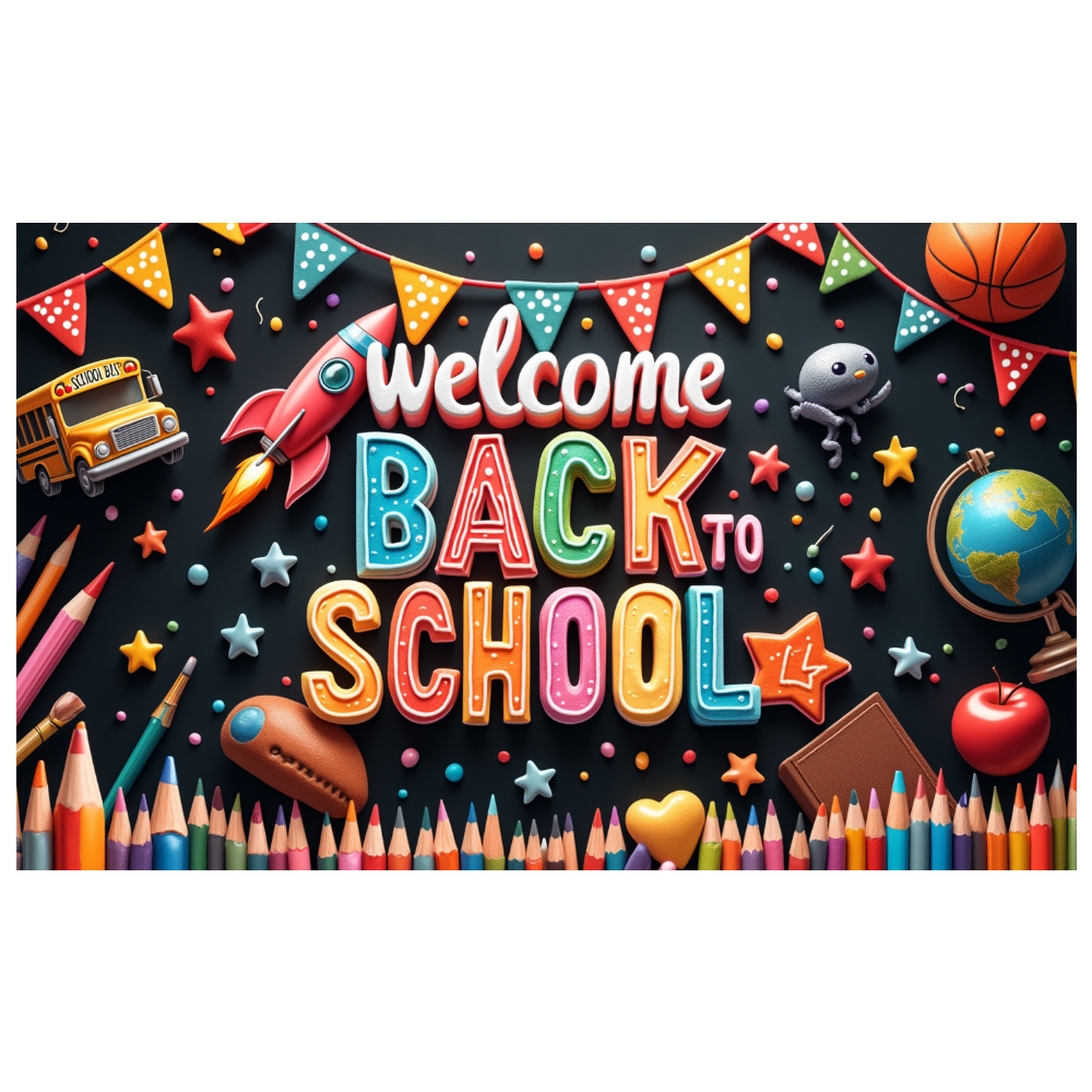 Decorative Design Welcome Banner Colorful Letters Globe Decoration for ...