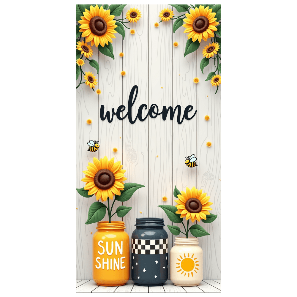 Decorative Design Welcome Banner Flower Theme Honeybee Pattern ...