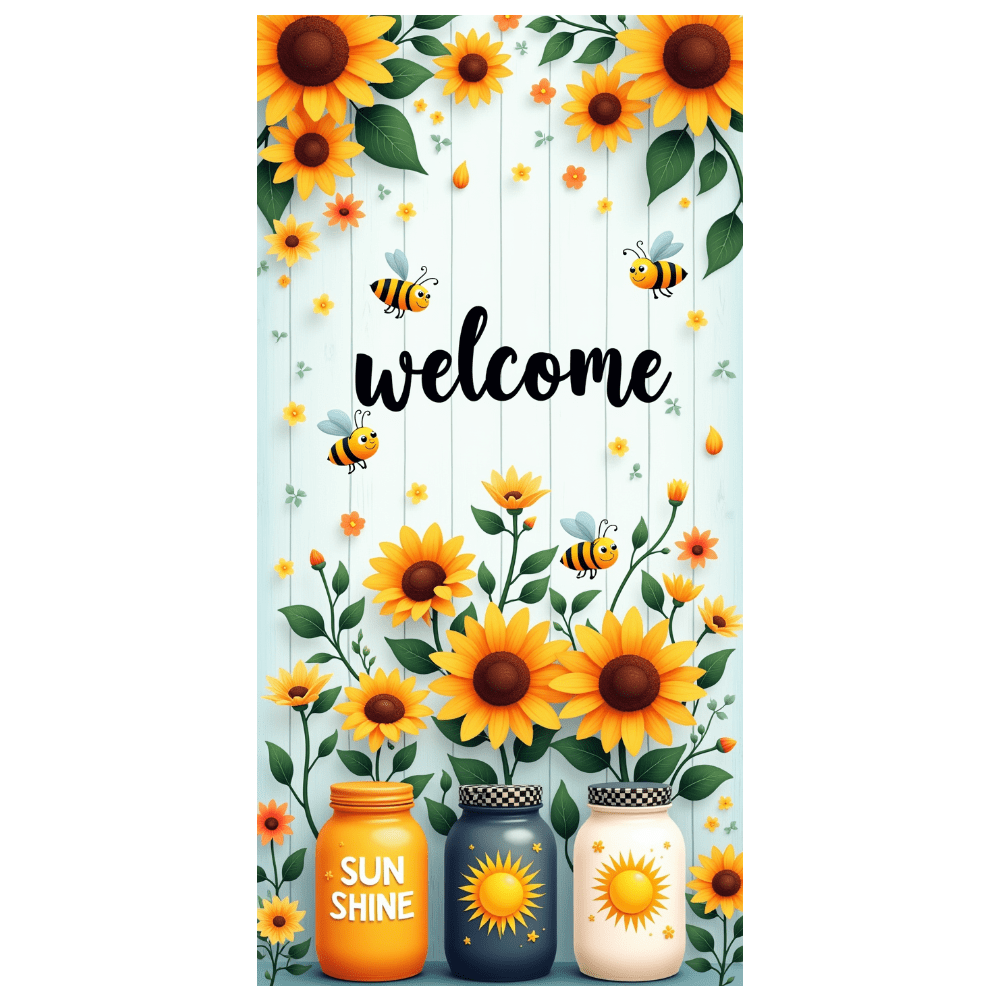 Decorative Design Welcome Banner Flower Theme Honeybee Pattern ...