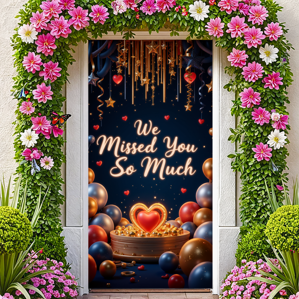 Decorative Design Welcome Banner Heart Decorations Star Accents Balloon ...