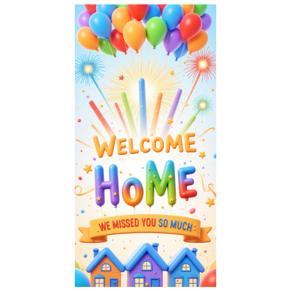 Decorative Design Welcome Home Balloon Backdrop Colorful Theme Family ...