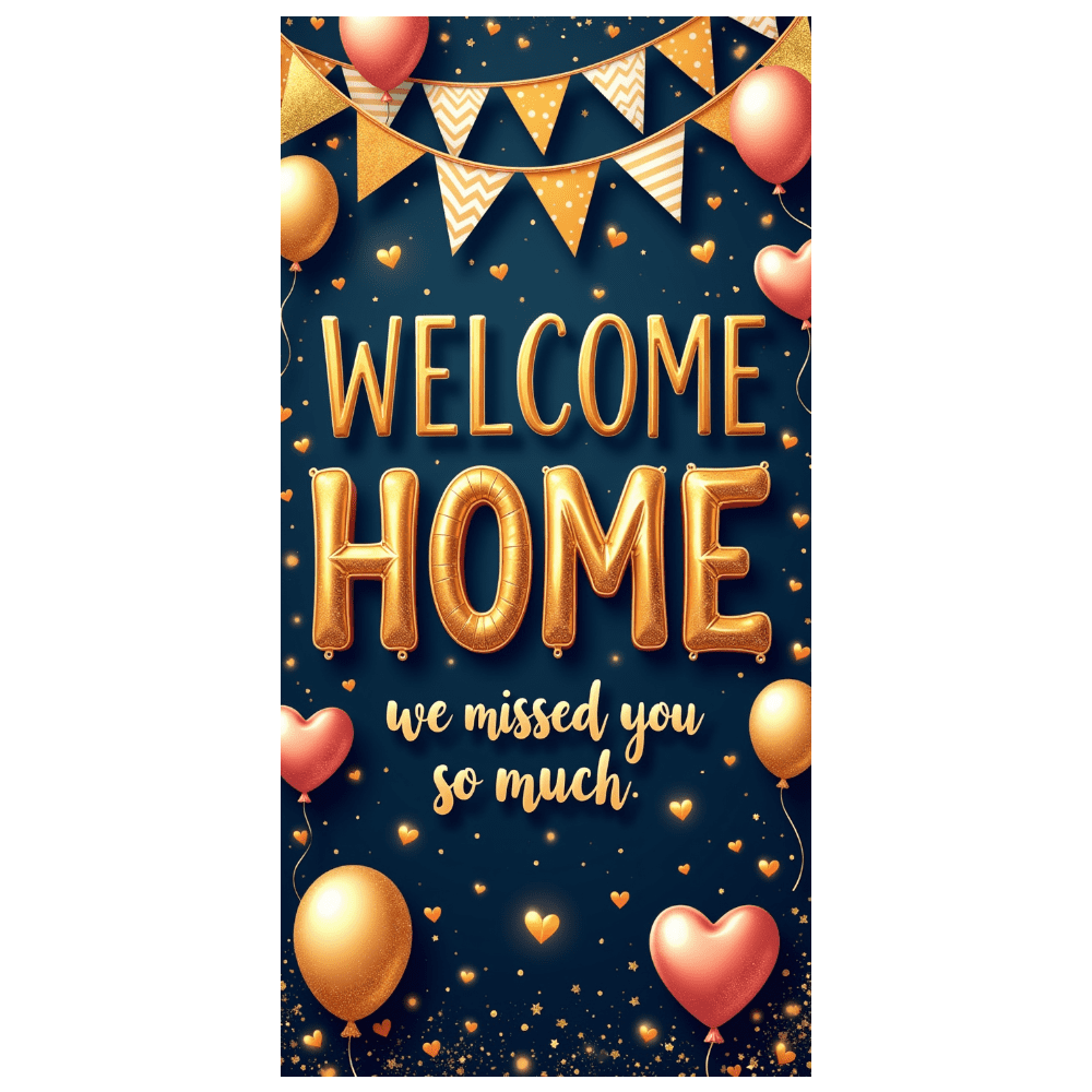 Decorative Design Welcome Home Balloon Banner Colorful Heart Party ...