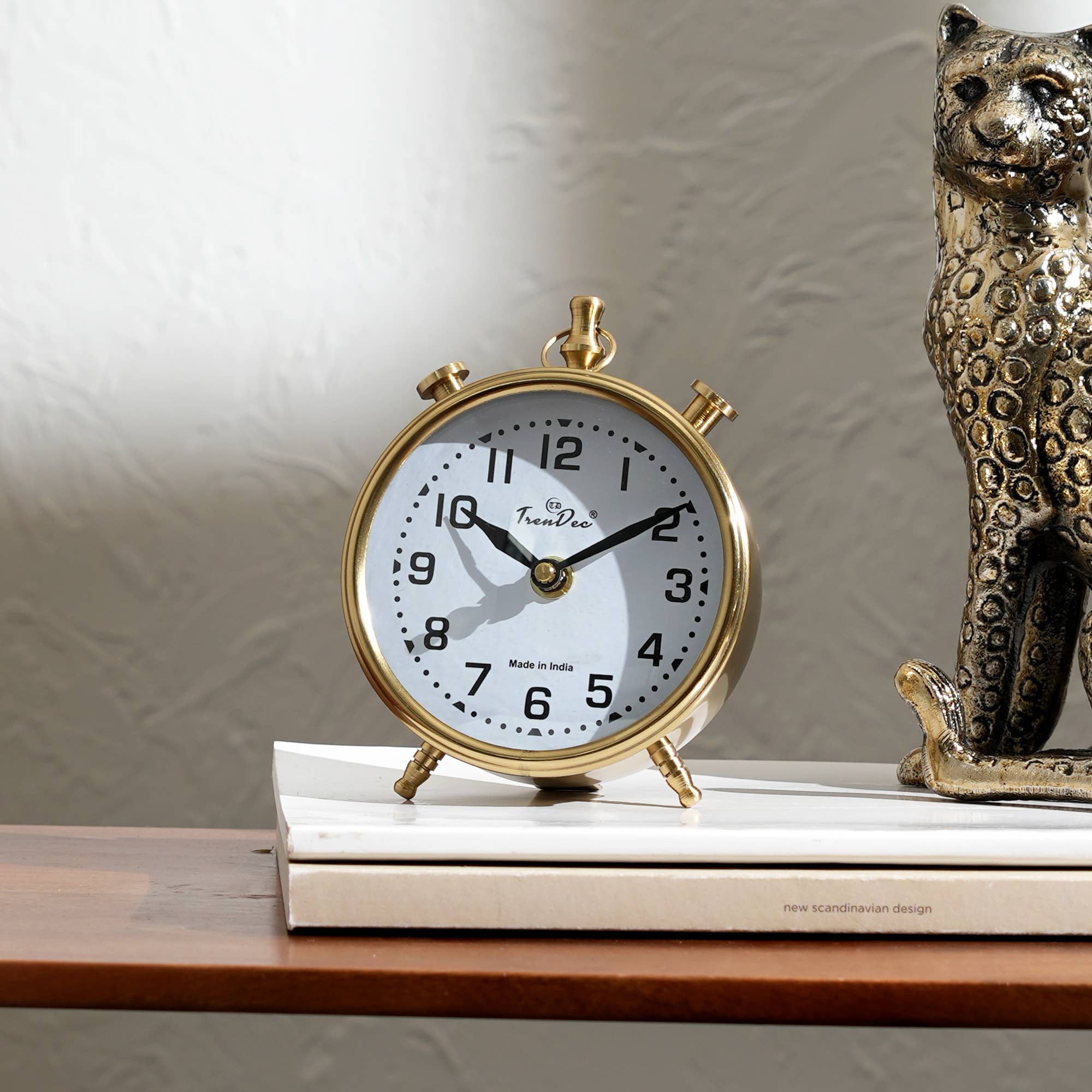 Decorative Desk Clock in Gold Color -Aluminum Table Clock - Walmart.com