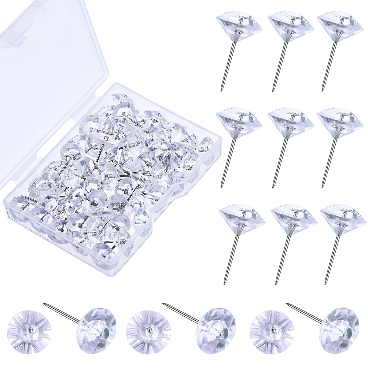 Decorative Diamond Push Pins for Cork Board Clear Upholstery Diamond ...