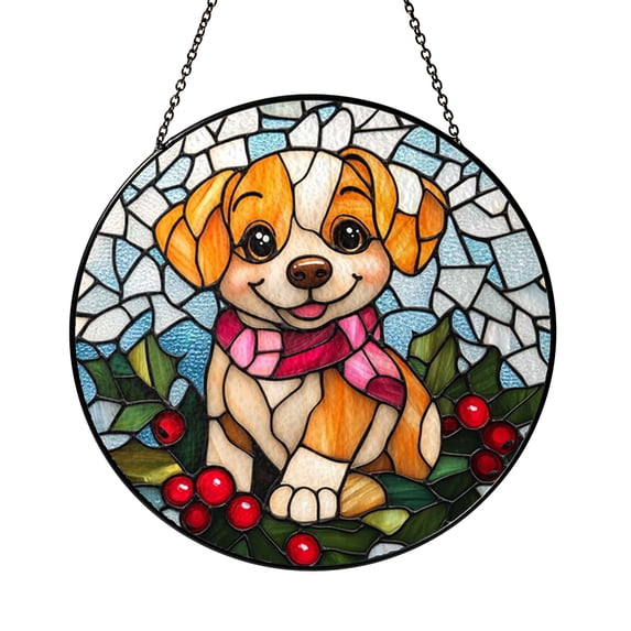 Decorative Dog Glass Suncatcher in Stained Glass Style2301 - Walmart.com