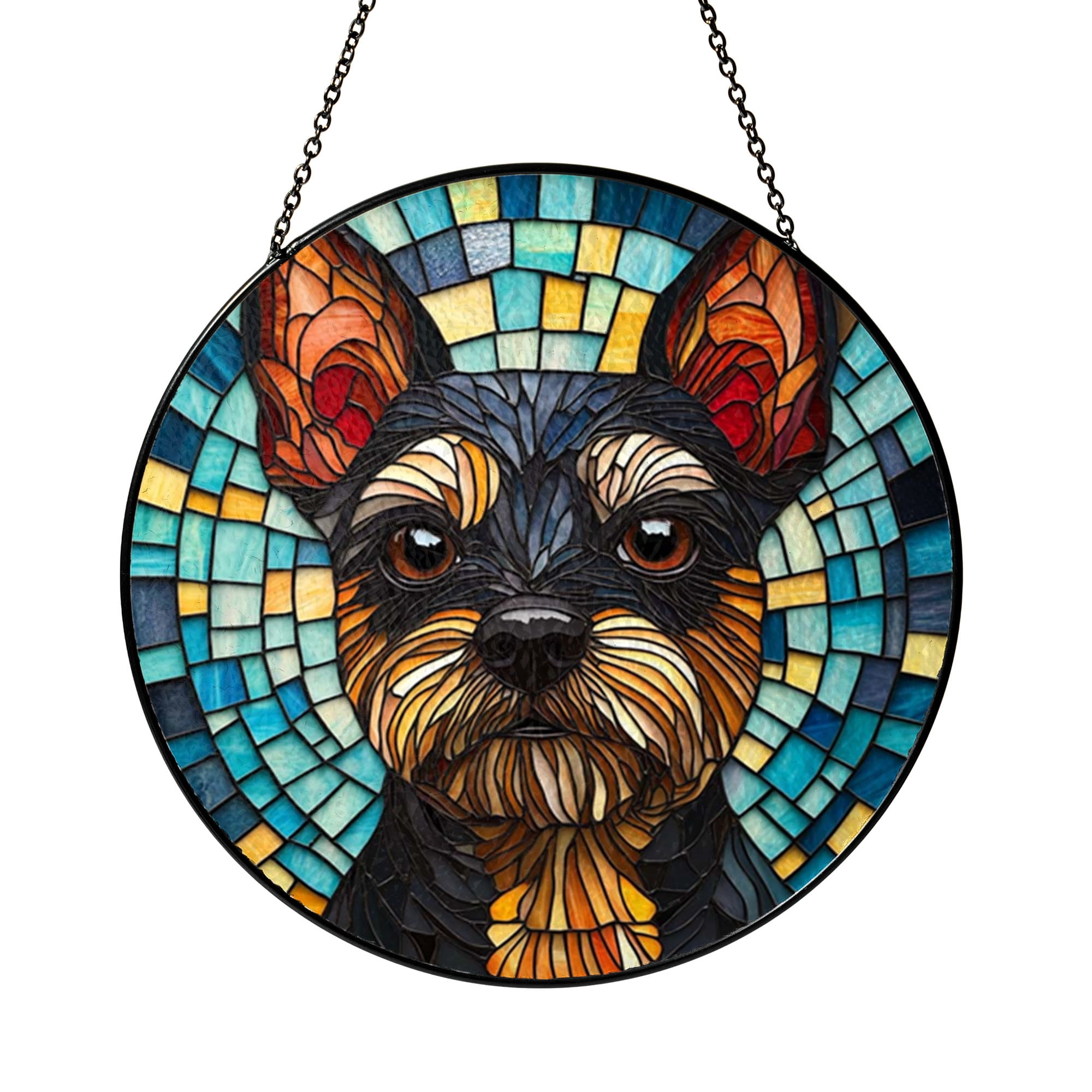 Decorative Dog Glass Window Accent, Animal Themed Hanging Art in ...
