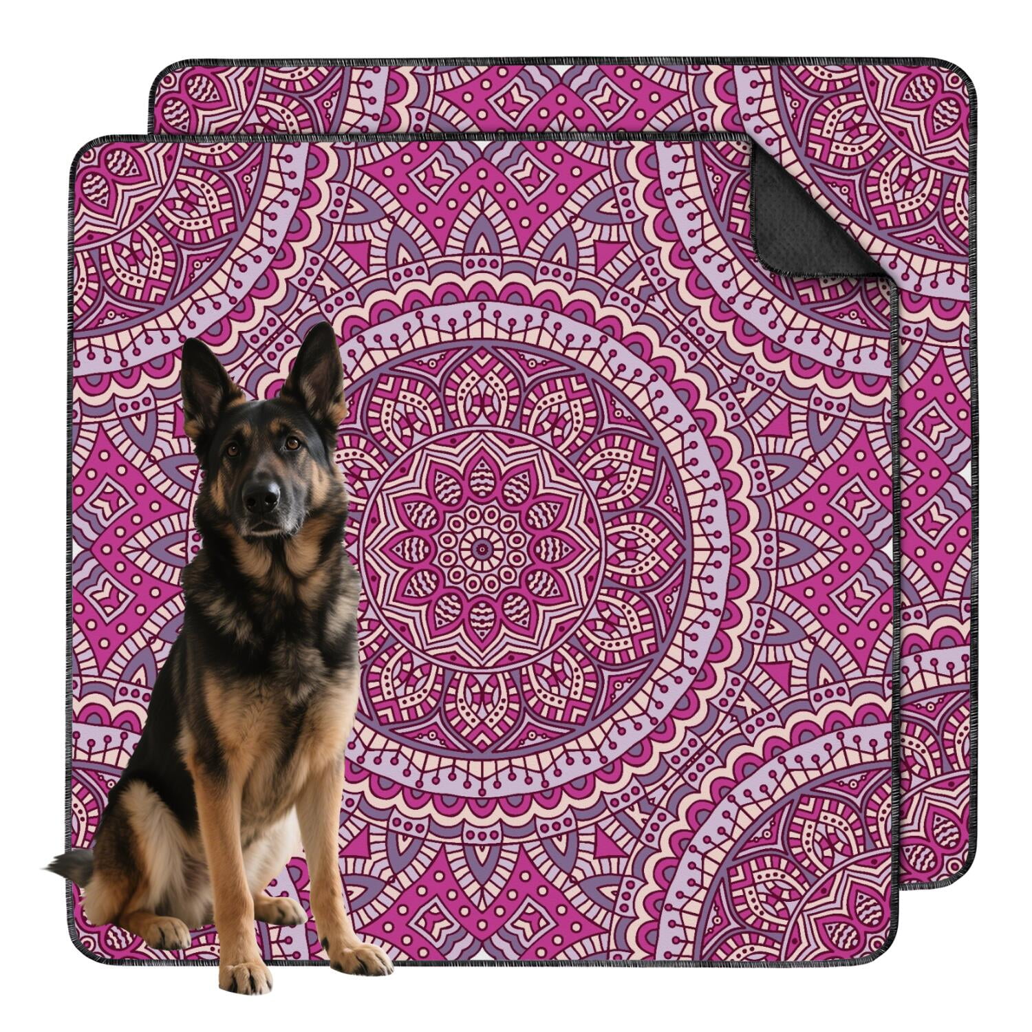 Decorative Dog Potty Pads Washable, 48" x48" Mandala Design Absorbent ...