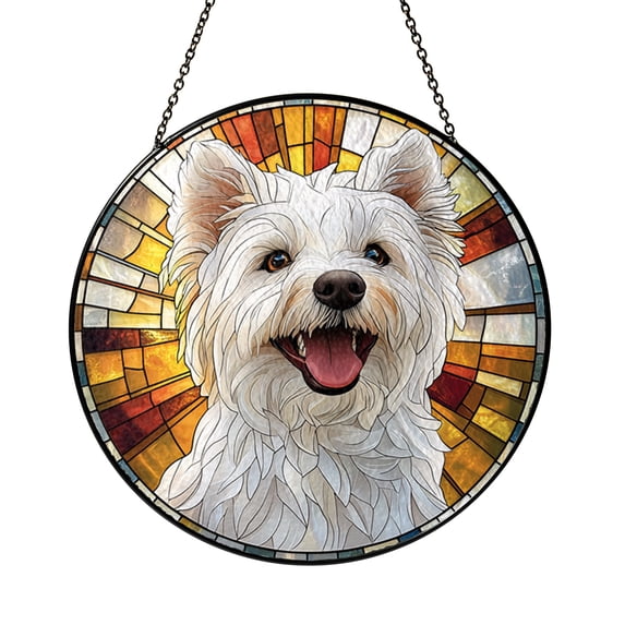 Decorative Dog Stained Glass Style Window Hanging, Fantasy Canine Art ...