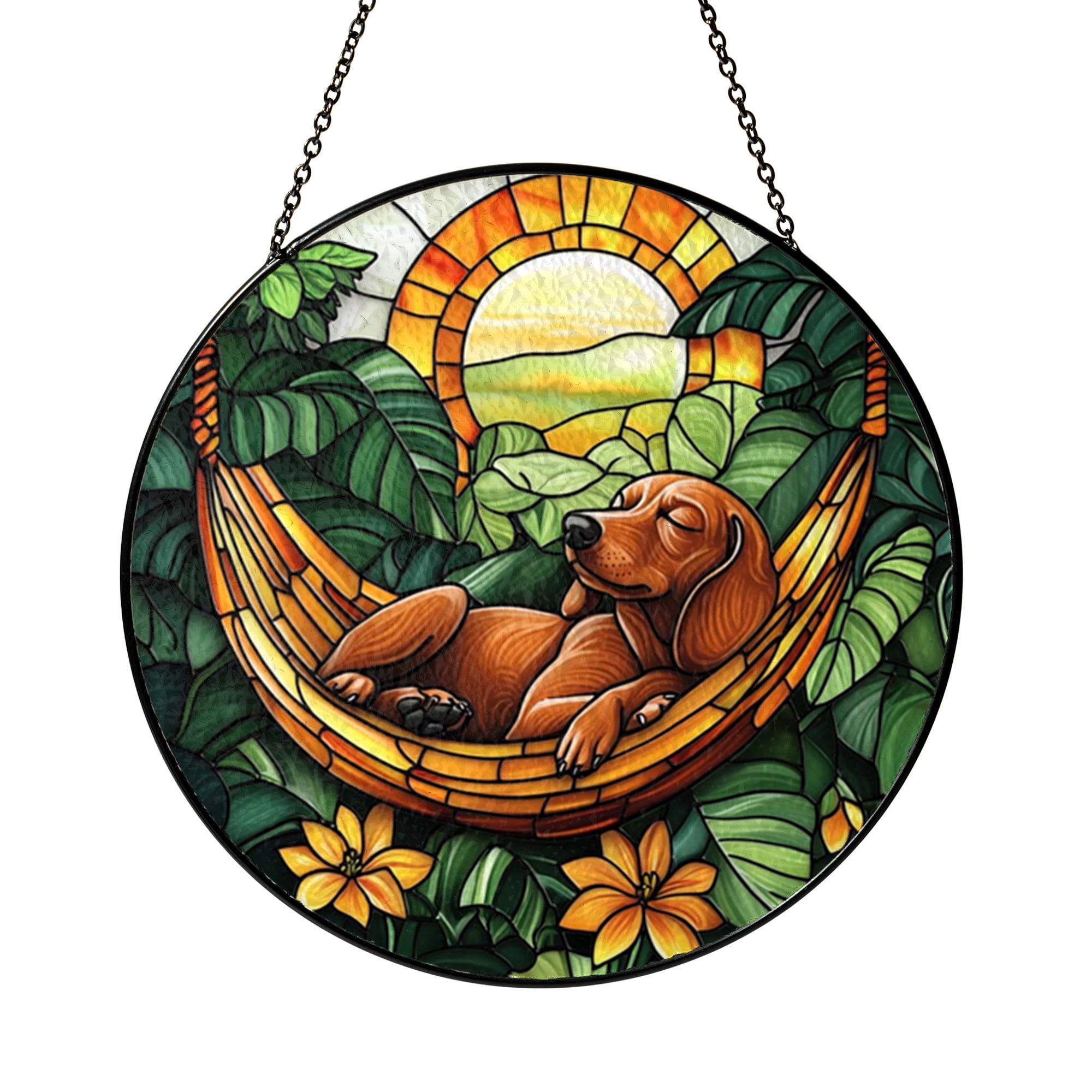 Decorative Dog Stained Glass Window Hanging Decor, Cute Pet Lover Art ...
