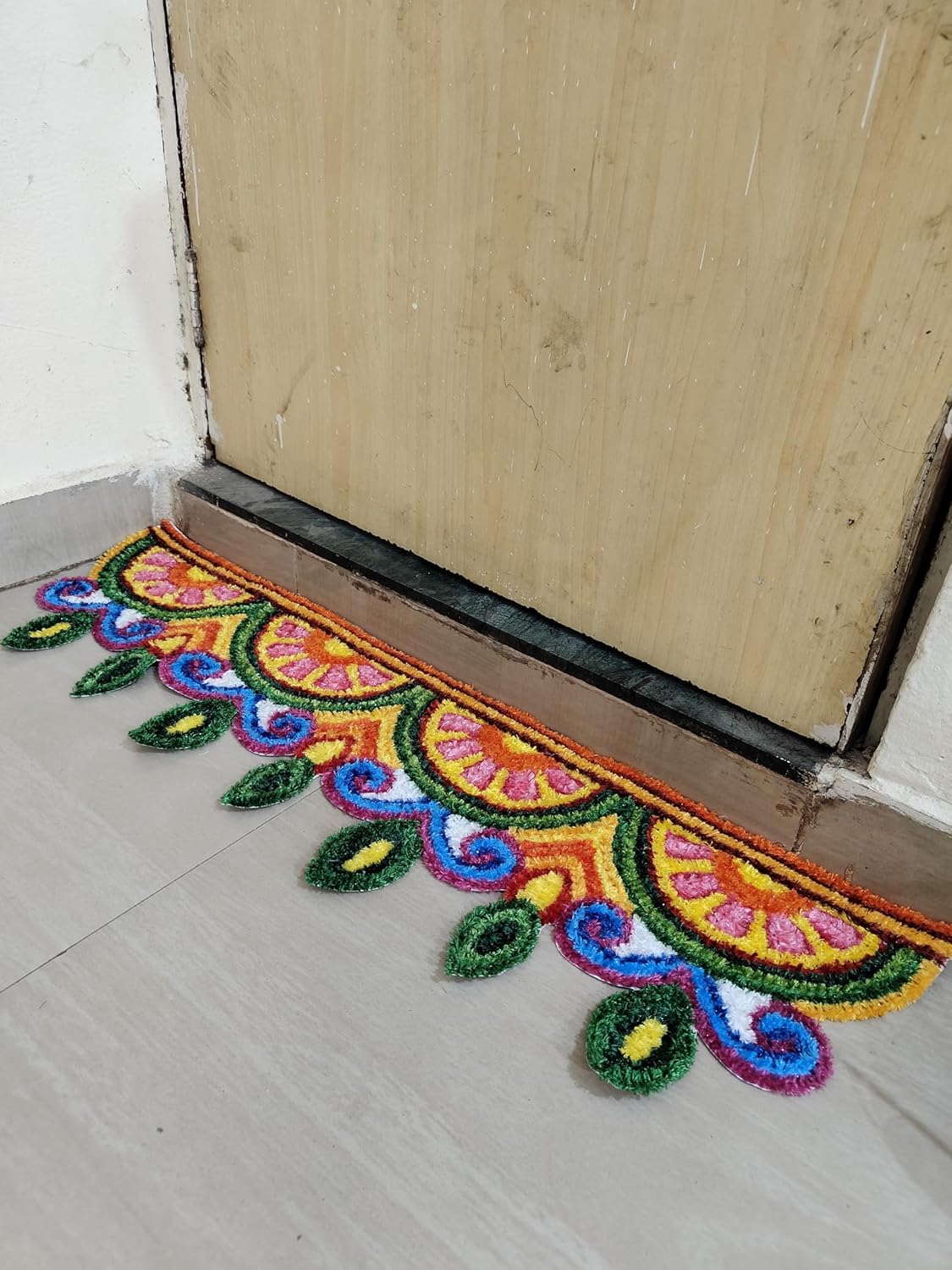 Decorative Doorway Runner Mat Toran Multicolour Floral Design 90cmx30cm ...