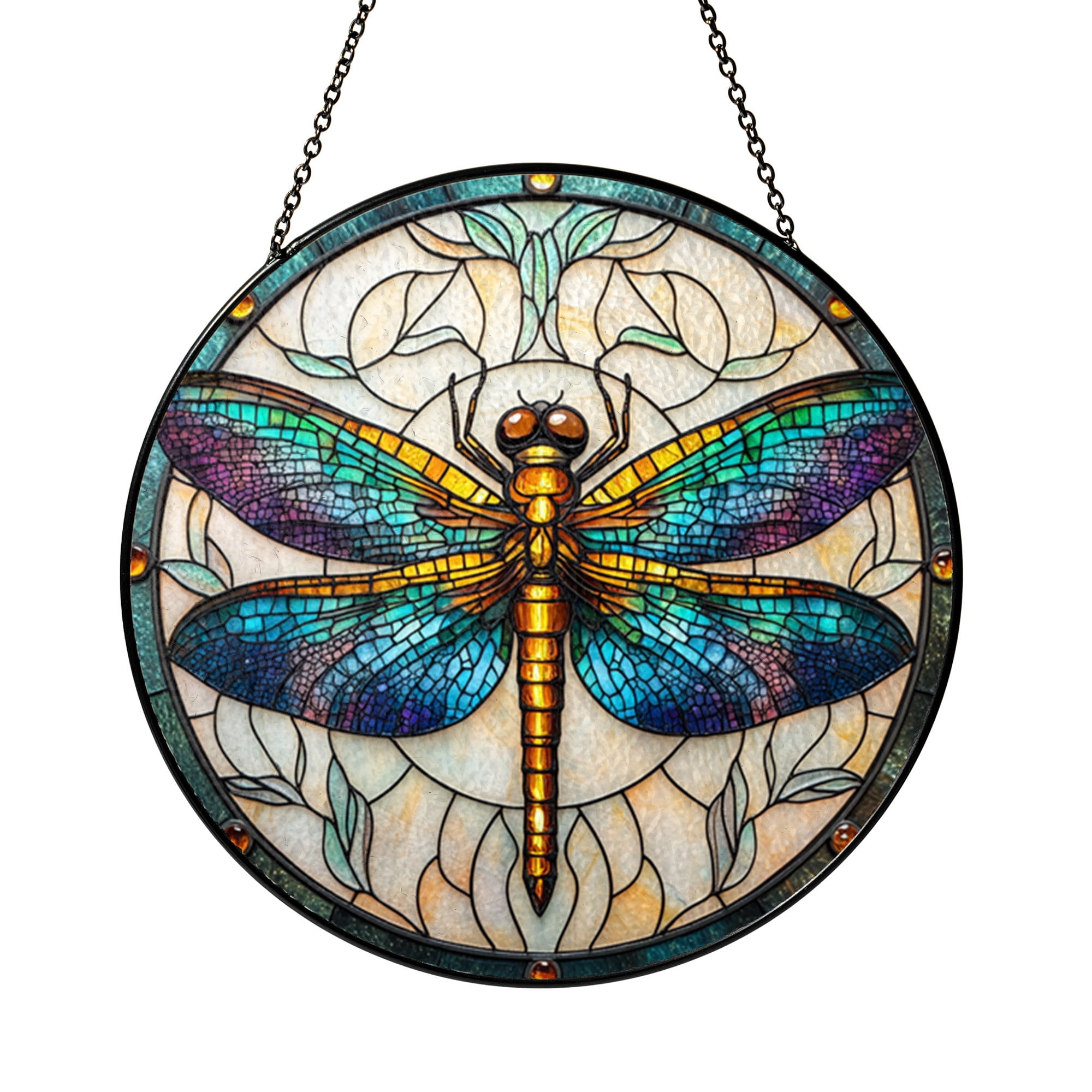 Decorative Dragonfly Window Hanging – Stained Glass Inspired Art ...