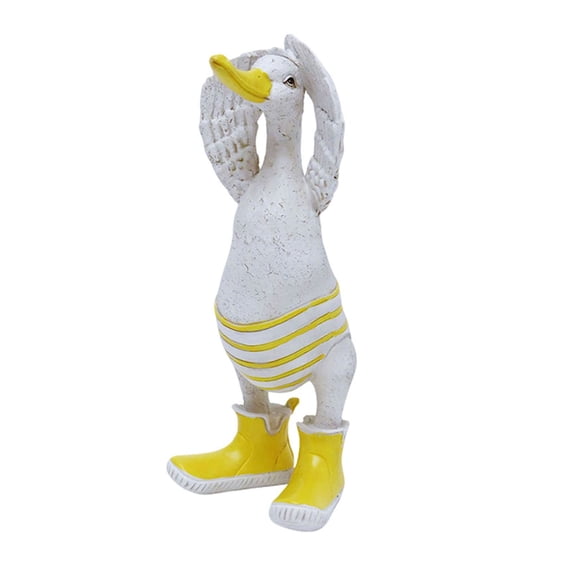 Decorative Duck Figurine with Striped Shirt and Boots Resin Material ...