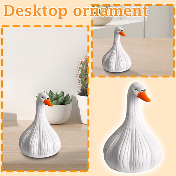 Decorative Duck Ornament, White Duck Figurine For Shelf Desk Office ...