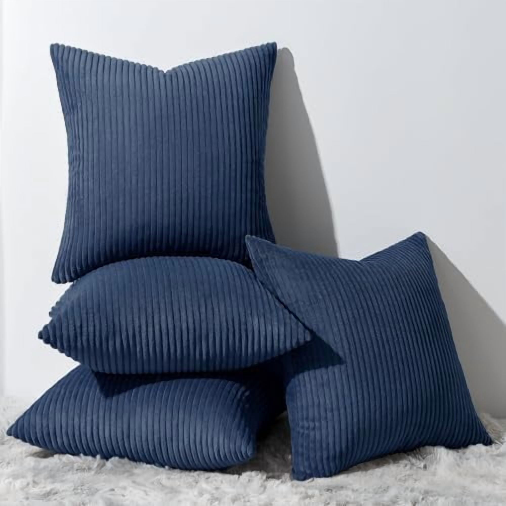 Decorative Dusty Blue Throw Pillow Covers Cushion Cases, Set of 4 Soft ...
