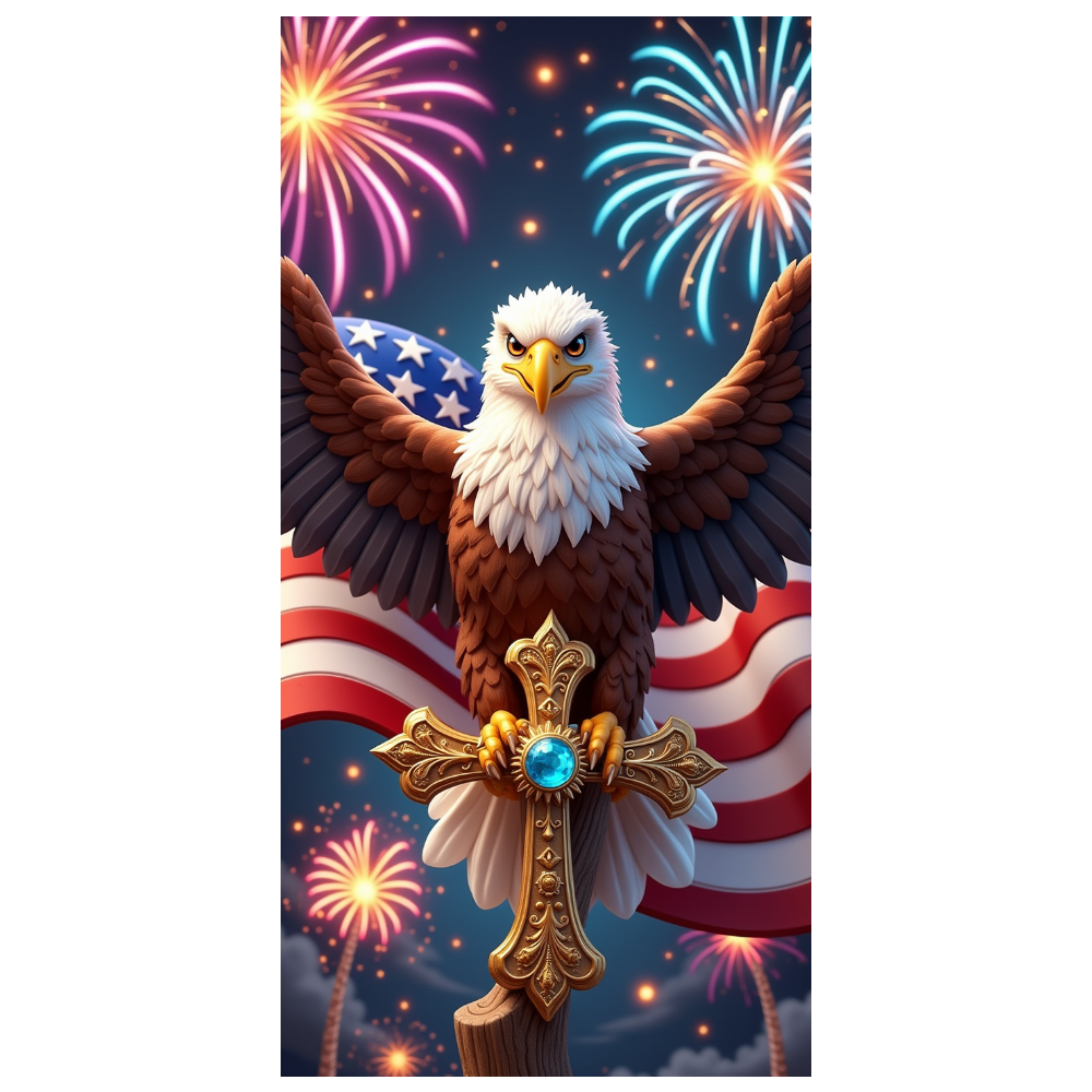 Decorative Eagle Banner American Flag Cross Fireworks Design for ...