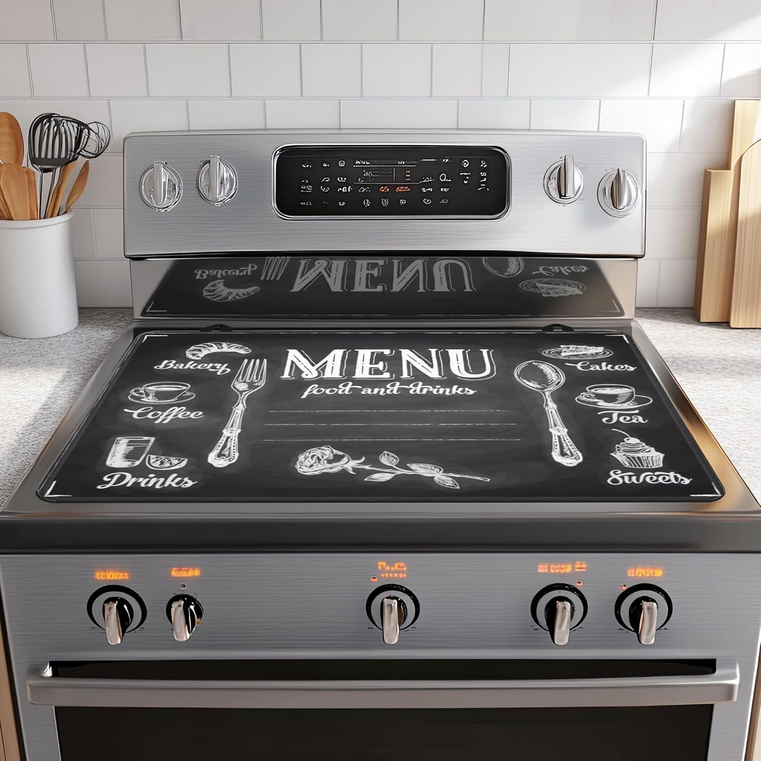Decorative Electric Stove Cover - Cook Menu Design, Non-Slip Heat ...