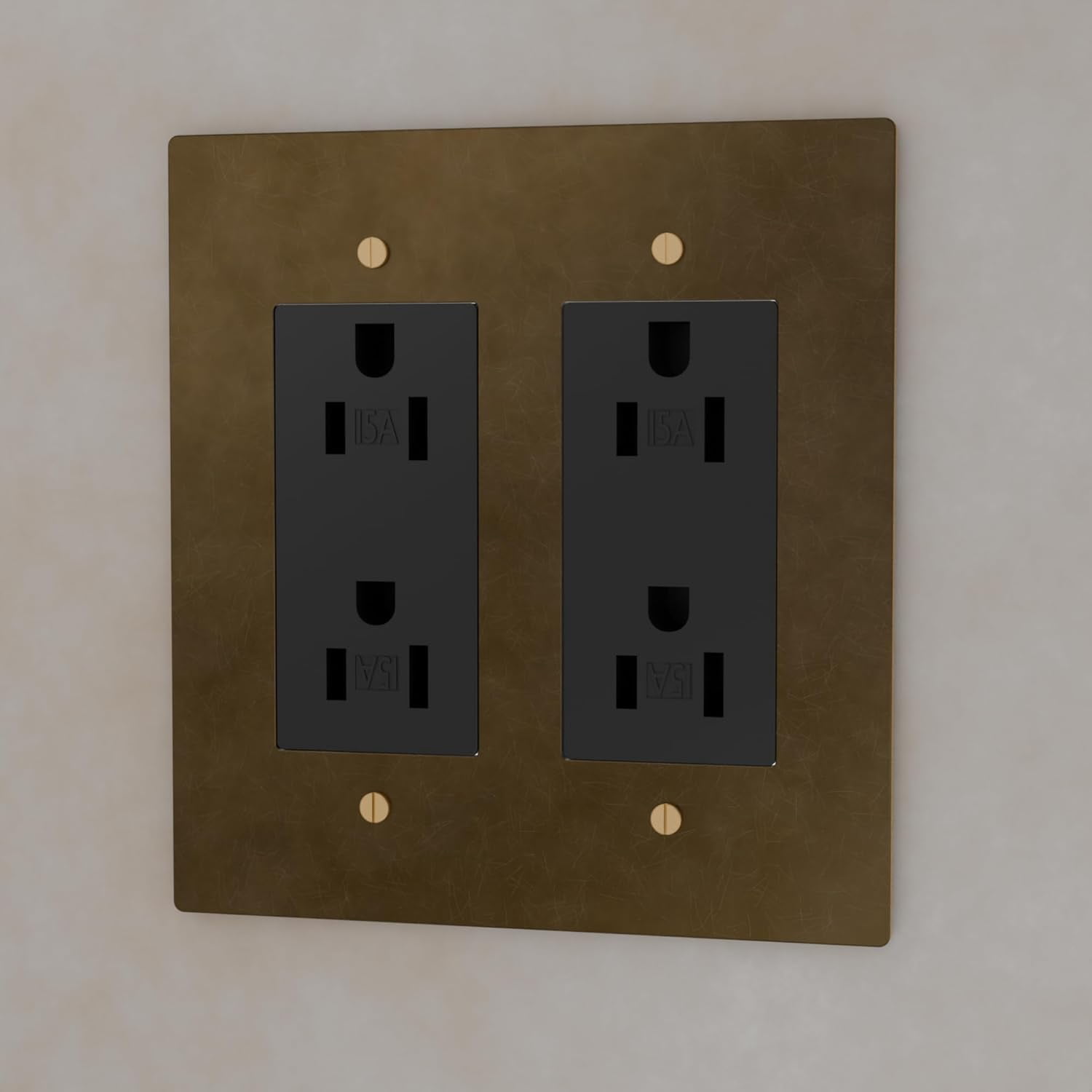 Decorative Electrical Wall Outlet - 2 Gang,Standard - Vintage Brass ...