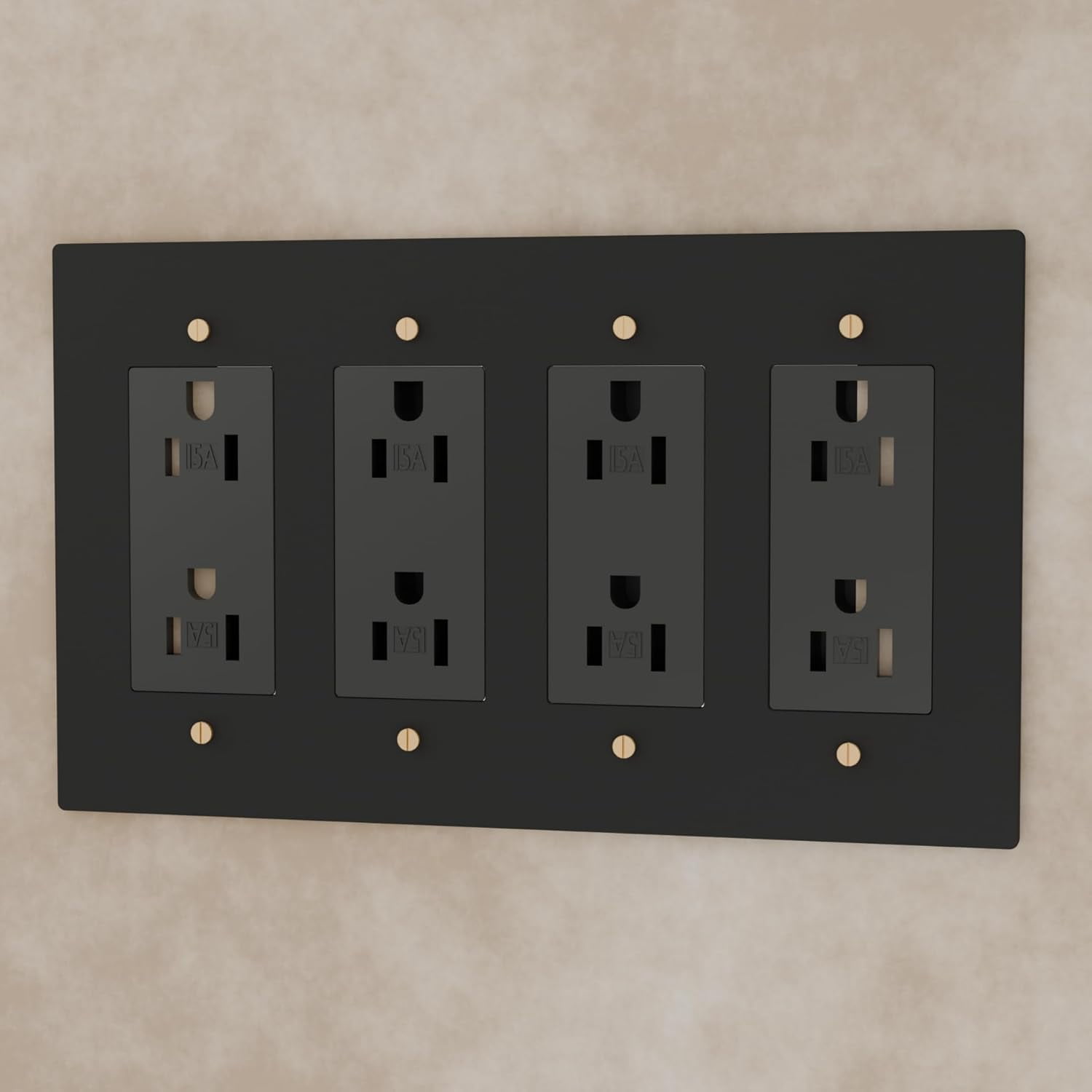 Decorative Electrical Wall Outlet - 4 Gang,Standard - Night Black with ...