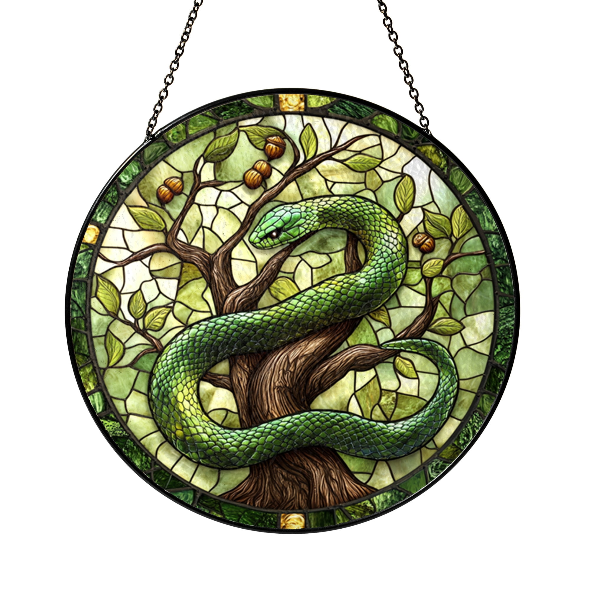 Decorative Emerald Snake Window Hanging Stained Glass Style Suncatcher ...
