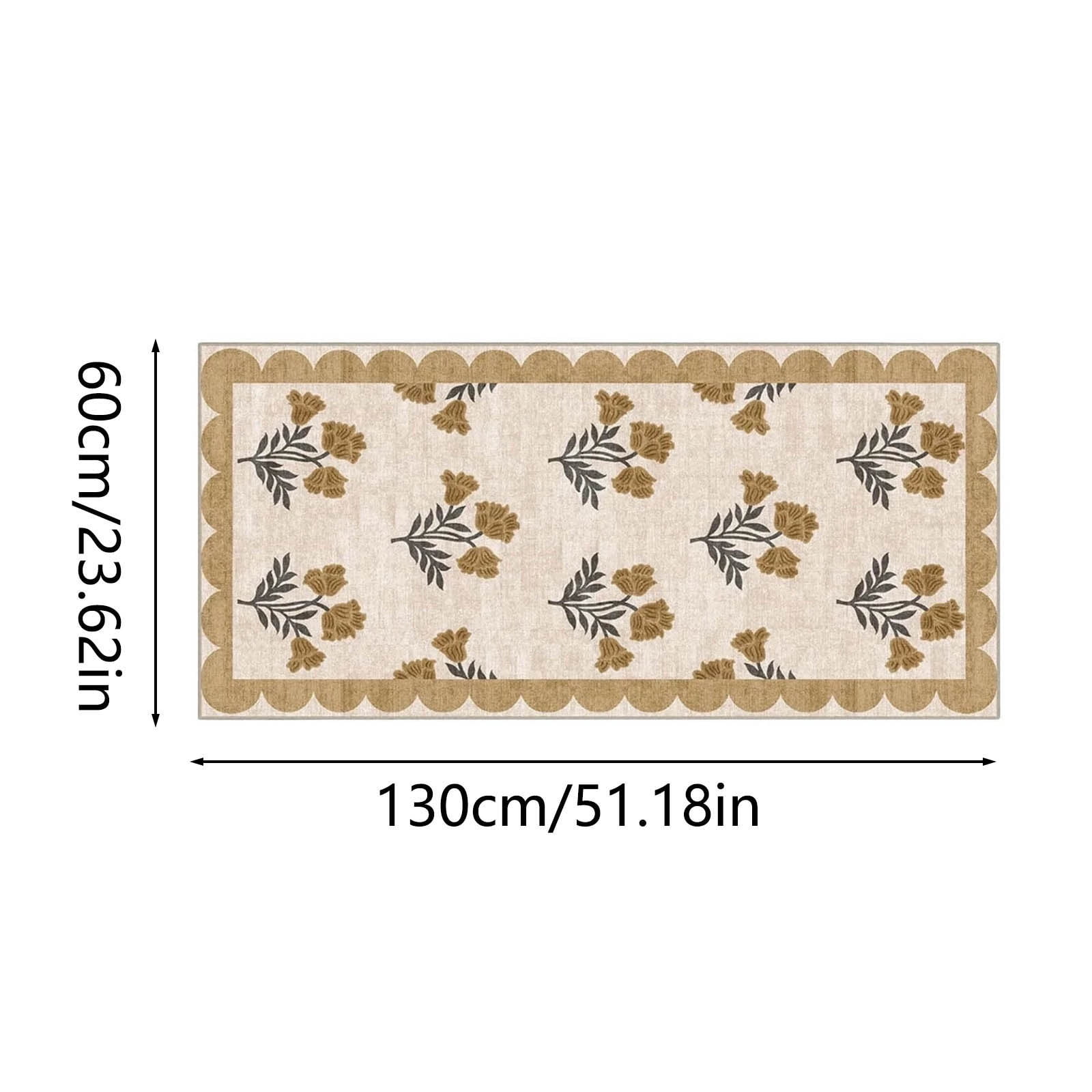 Decorative Entryway Doormat with Scalloped Border, Bohemian Floral ...