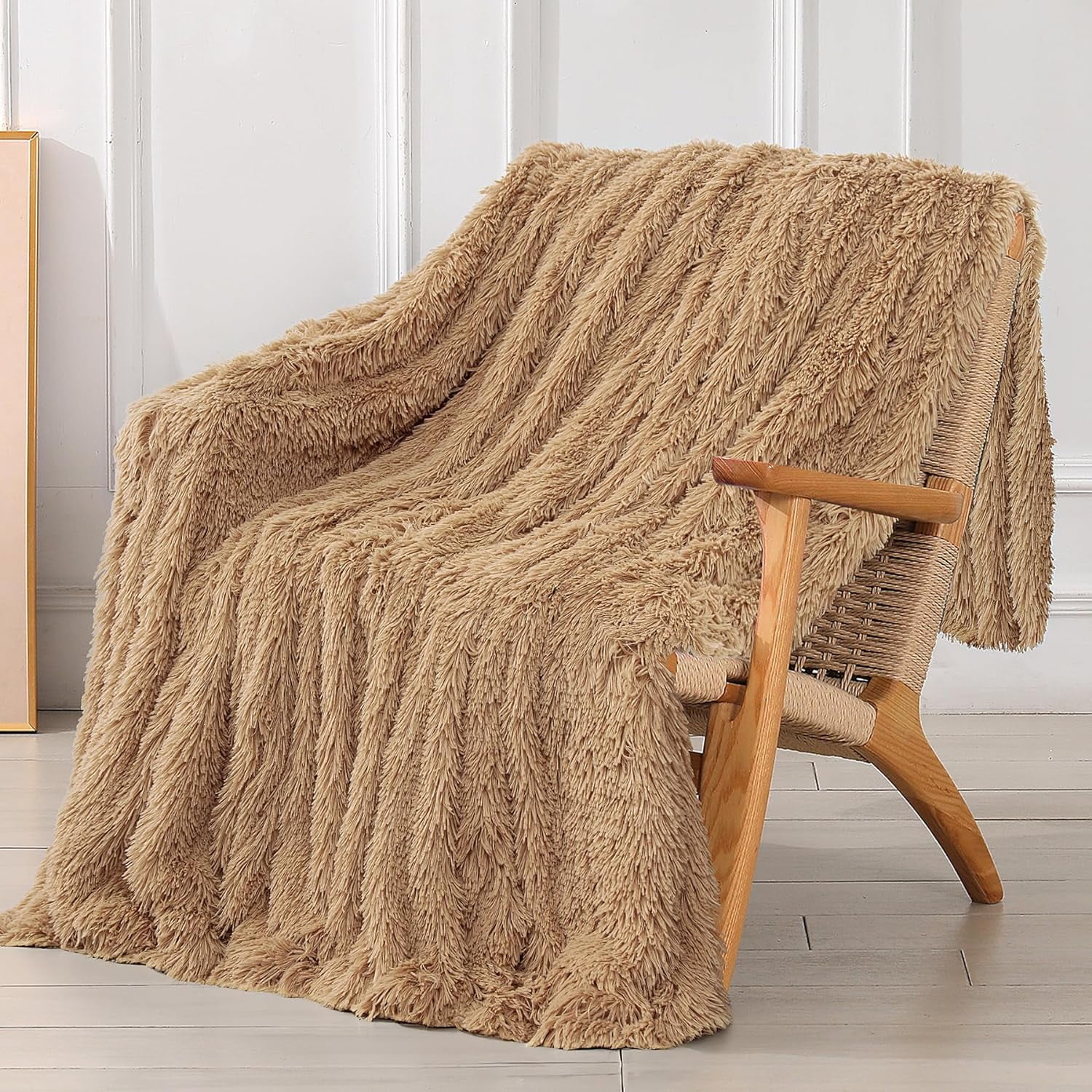Decorative Extra Soft Faux Fur Throw Blanket 50" x 60",Solid Reversible ...