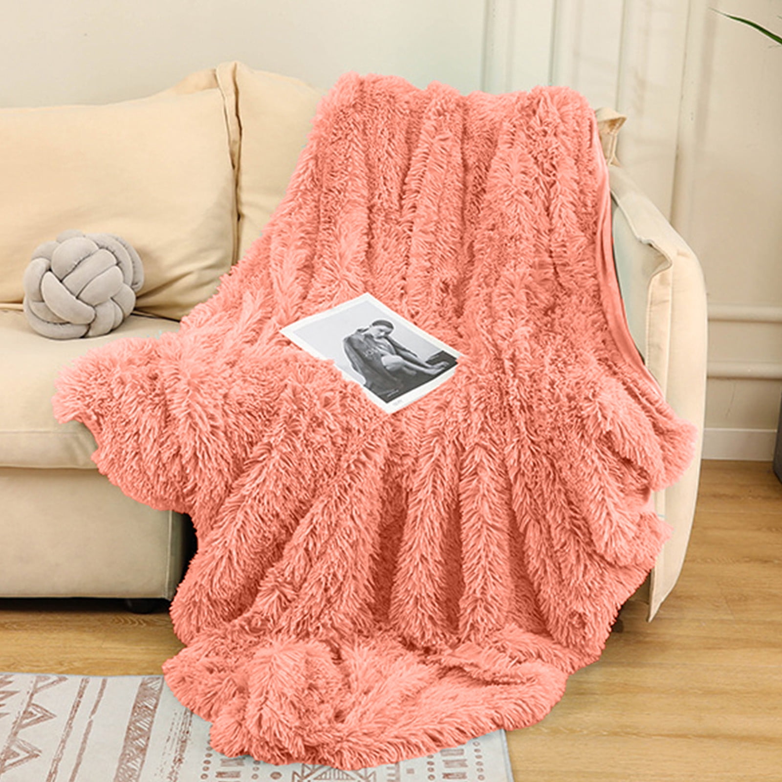 Decorative Extra Soft Fuzzy Faux Fur Throw Blanket 50" x 60", Solid ...