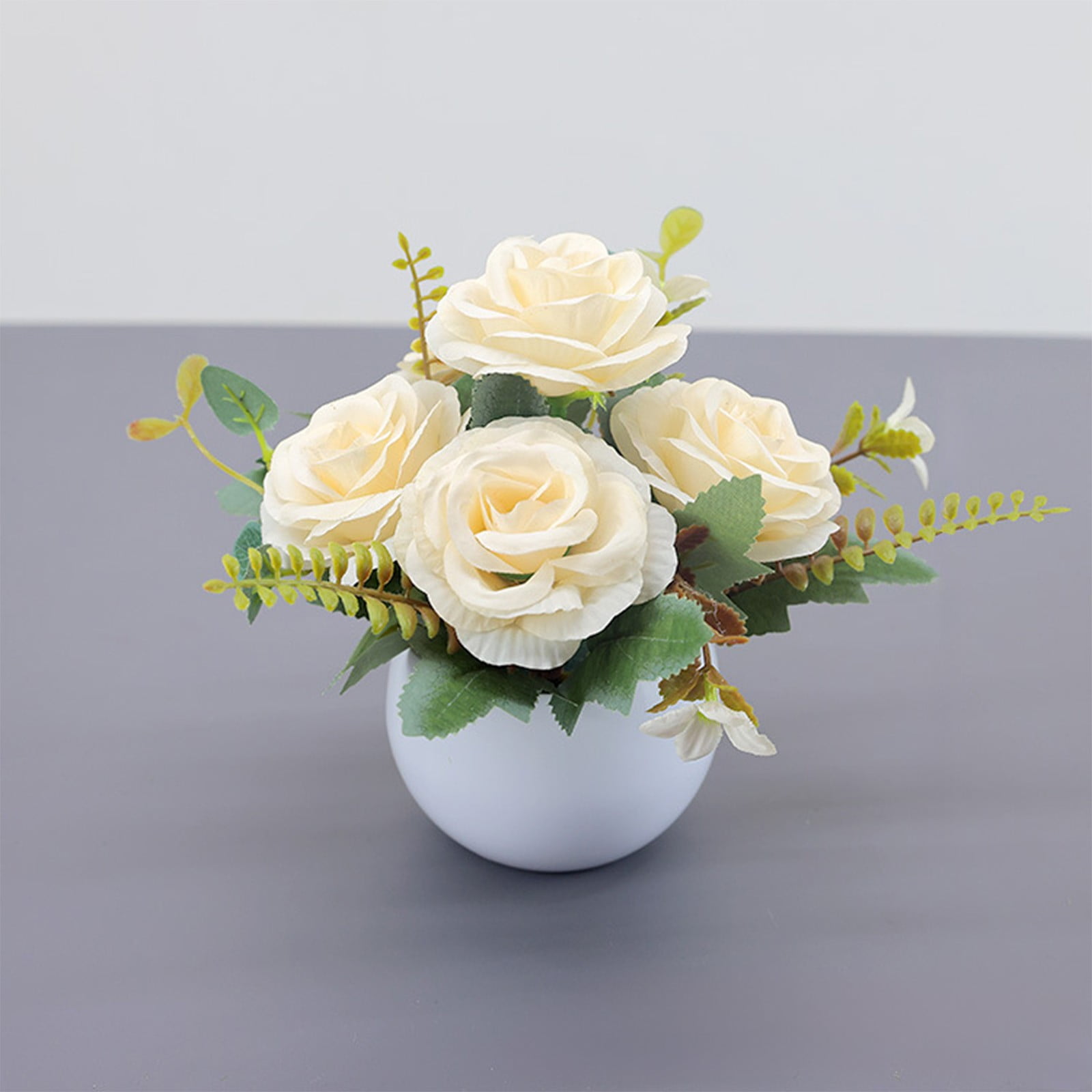 Decorative Fake Flowers Bouquet,Plastic Potted Plants for Indoor Home ...