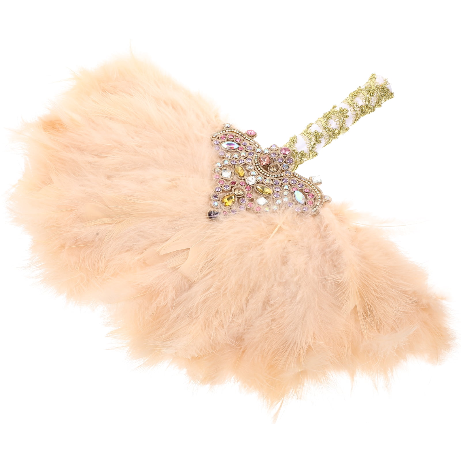 LIFKOME Wedding Bridal Fan Beige Plastic Rhinestone Women Handheld ...