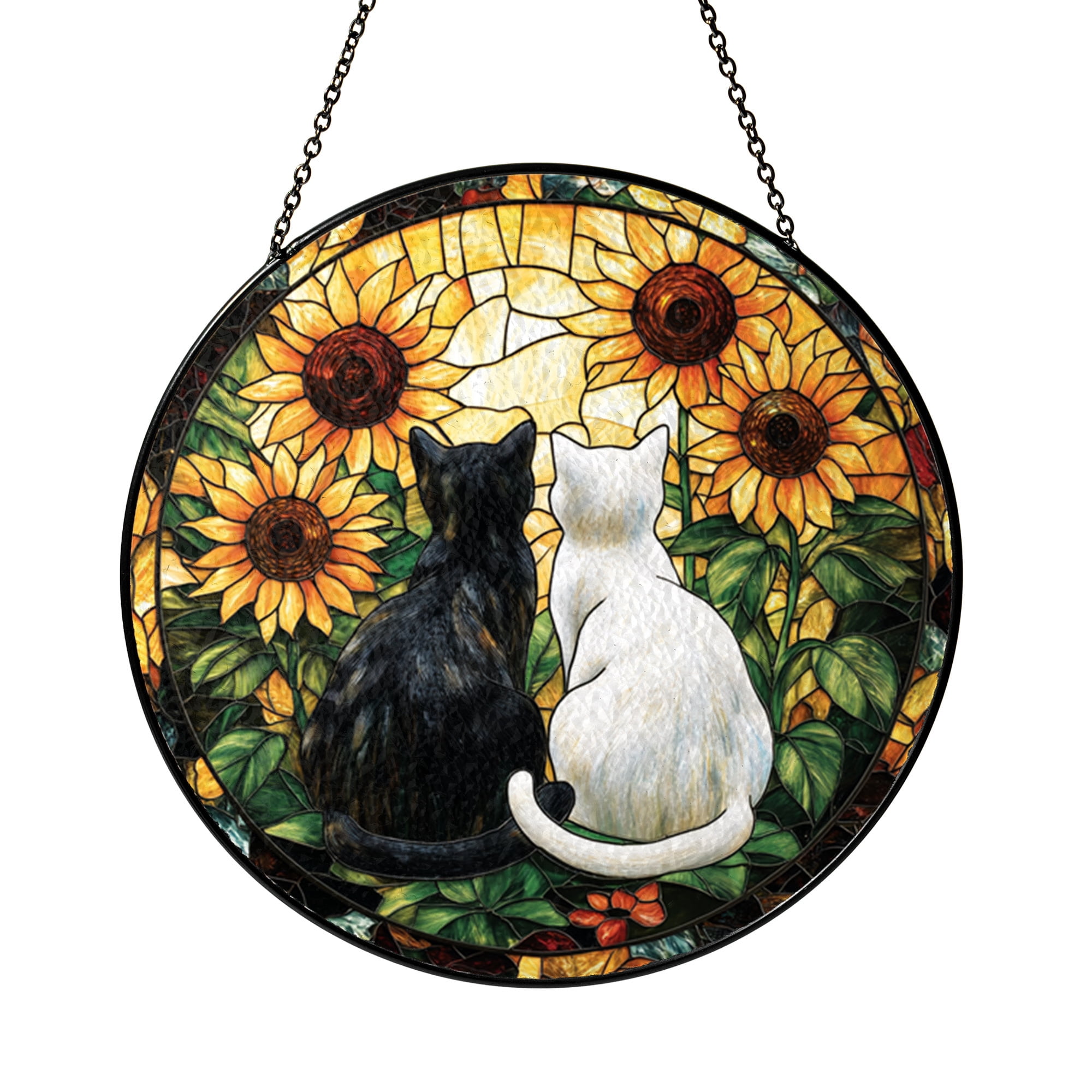 Decorative Fantasy Feline Stained Glass Style Suncatcher, Imaginary Cat ...