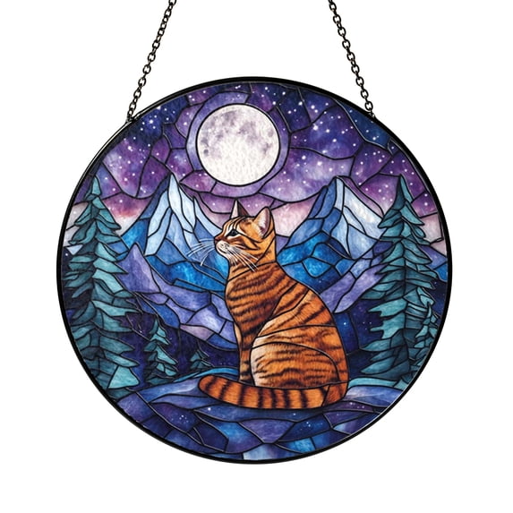 Decorative Fantasy Feline Stained Glass Style Suncatcher, Window ...
