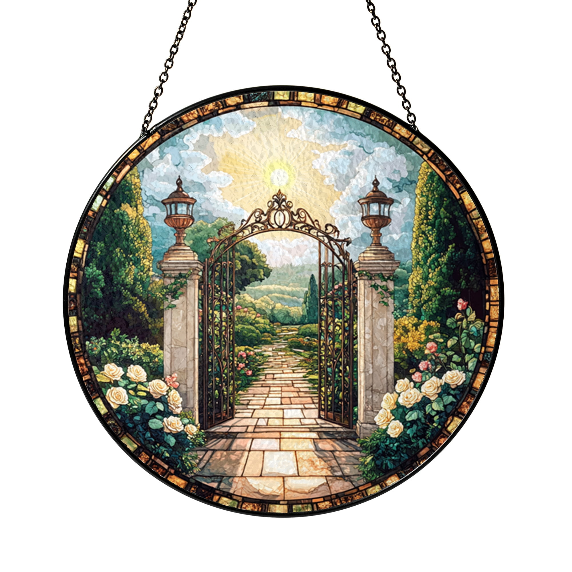 Decorative Fantasy Gate Stained Glass Style Suncatcher – Window Hanging ...
