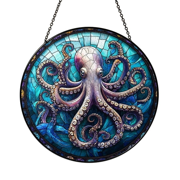 Decorative Fantasy Sea Creature Stained Glass Style Suncatcher ...
