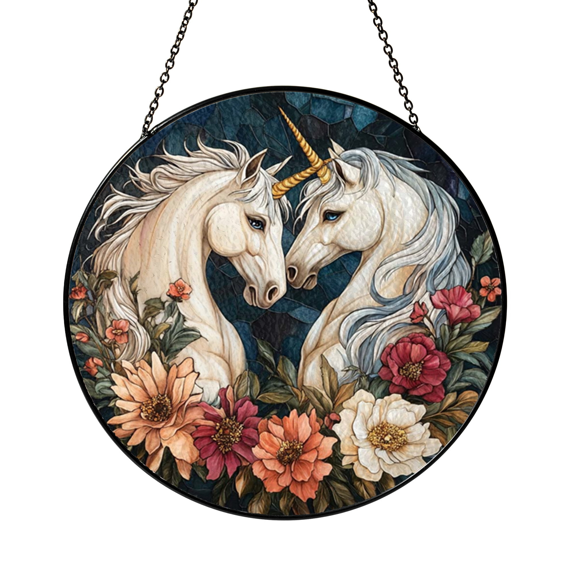 Decorative Fantasy Unicorn Stained Glass Window Hanging, Mythical ...