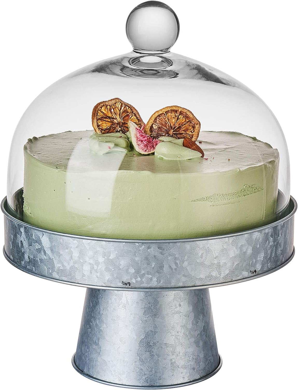 Decorative Farmhouse Galvanized Metal Steel Footed Round Cake Stand ...