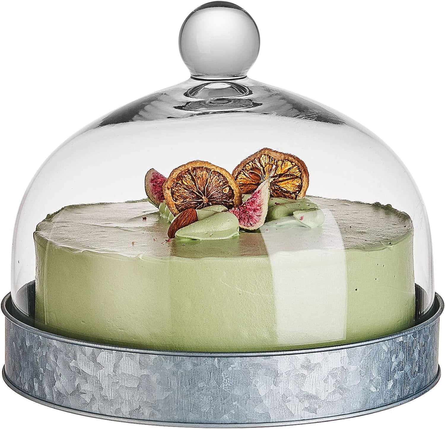 Decorative Farmhouse Galvanized Metal Steel Round Cake Stand With Glass ...