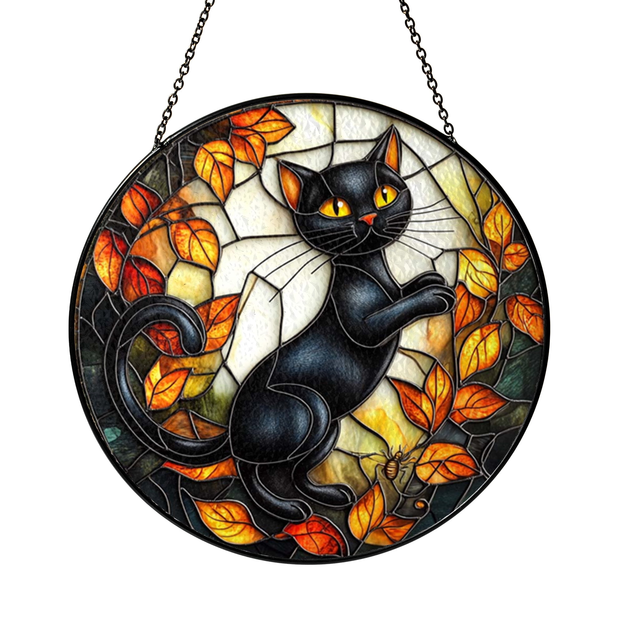 Decorative Feline Autumn Stained Glass Style Suncatcher – Window ...
