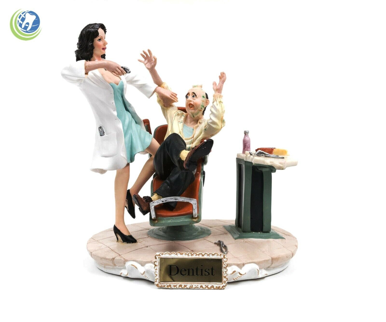 Decorative Figurine Statue of Female Brunette Dentist Performing an ...