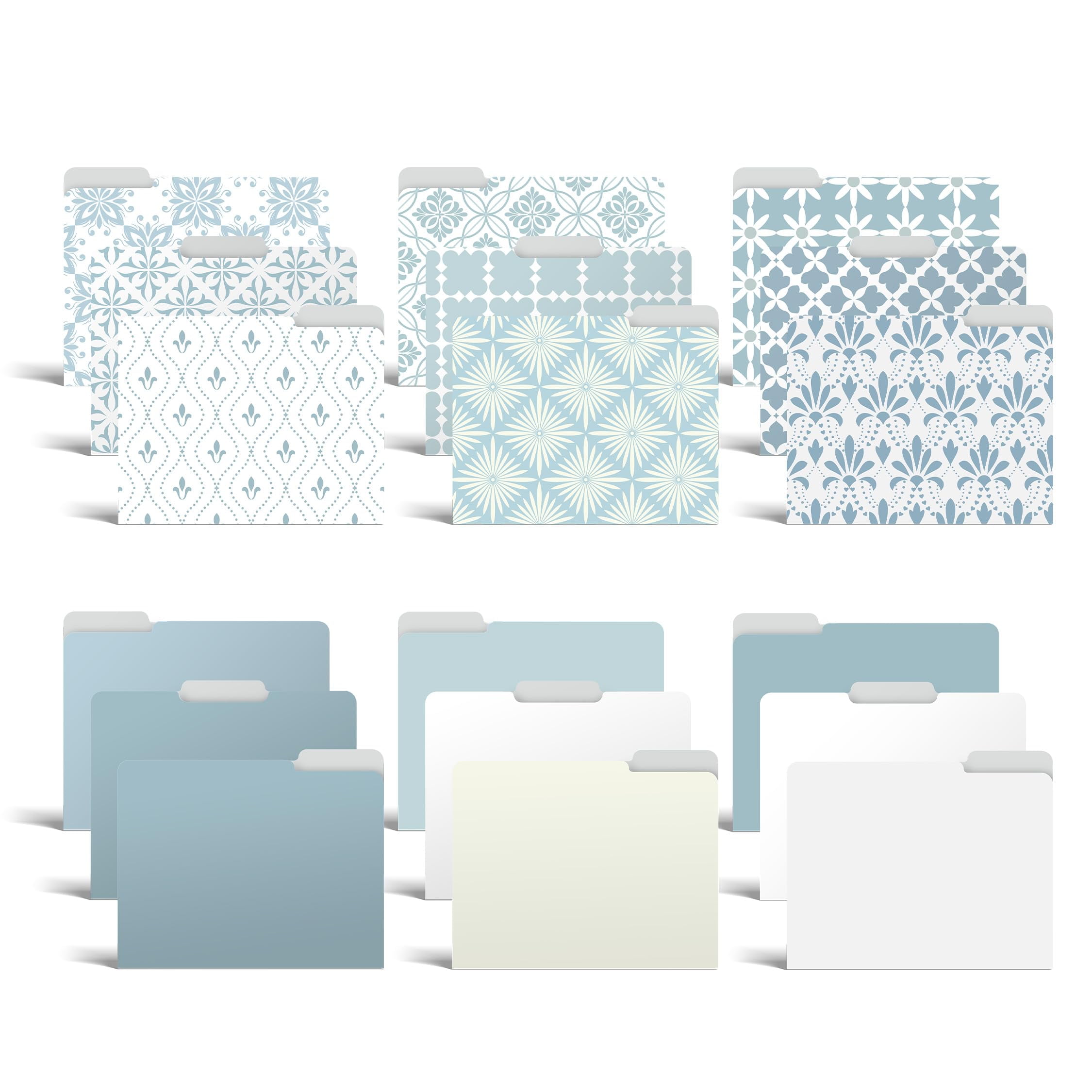 Decorative File Folders, 18 Pack, 9 Soft Floral Designs + 9 Matching ...