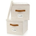 Decorative File Organizer Box Set of 2 - Collapsible Linen Filing ...
